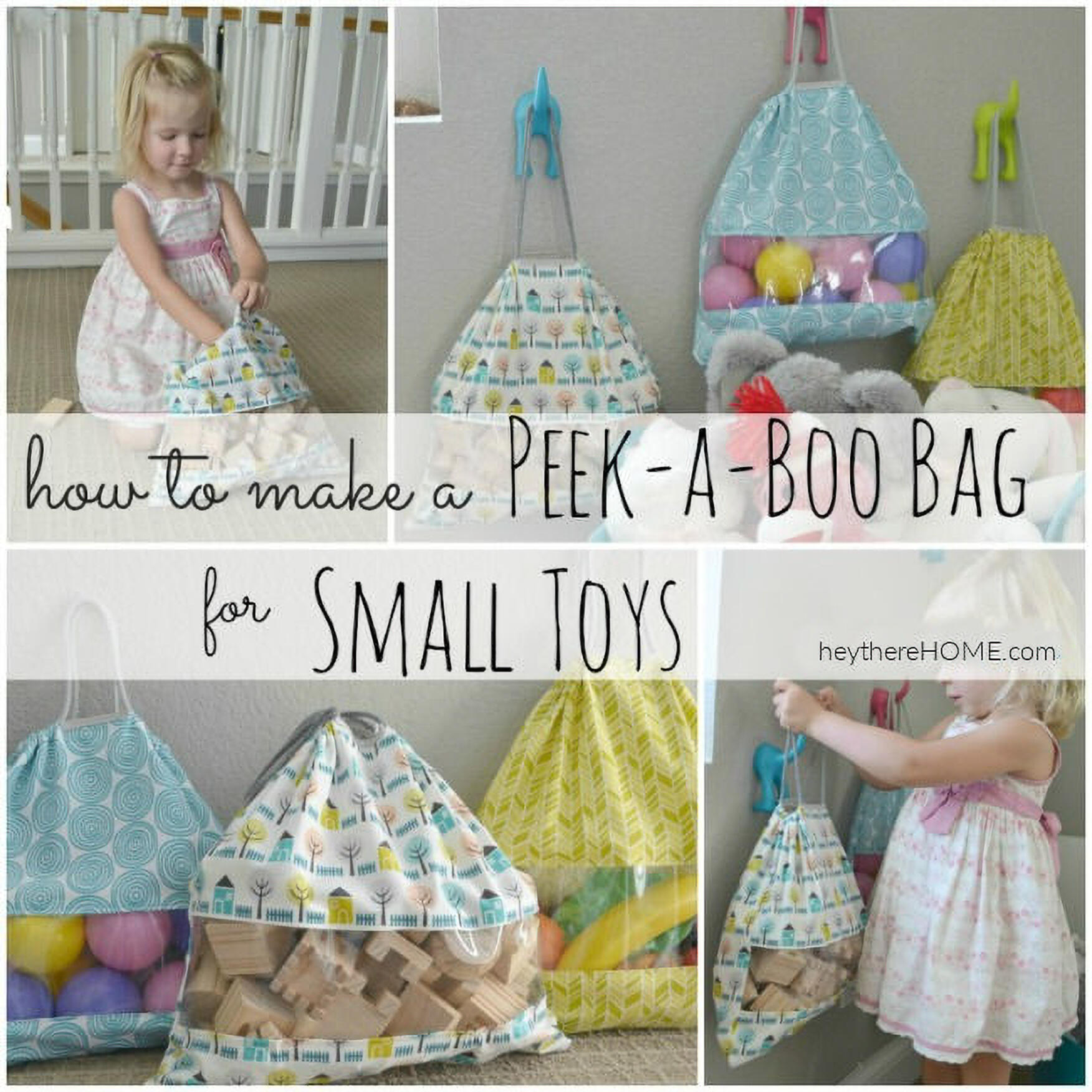 Peek a boo bag tutorial to organize and store small toys